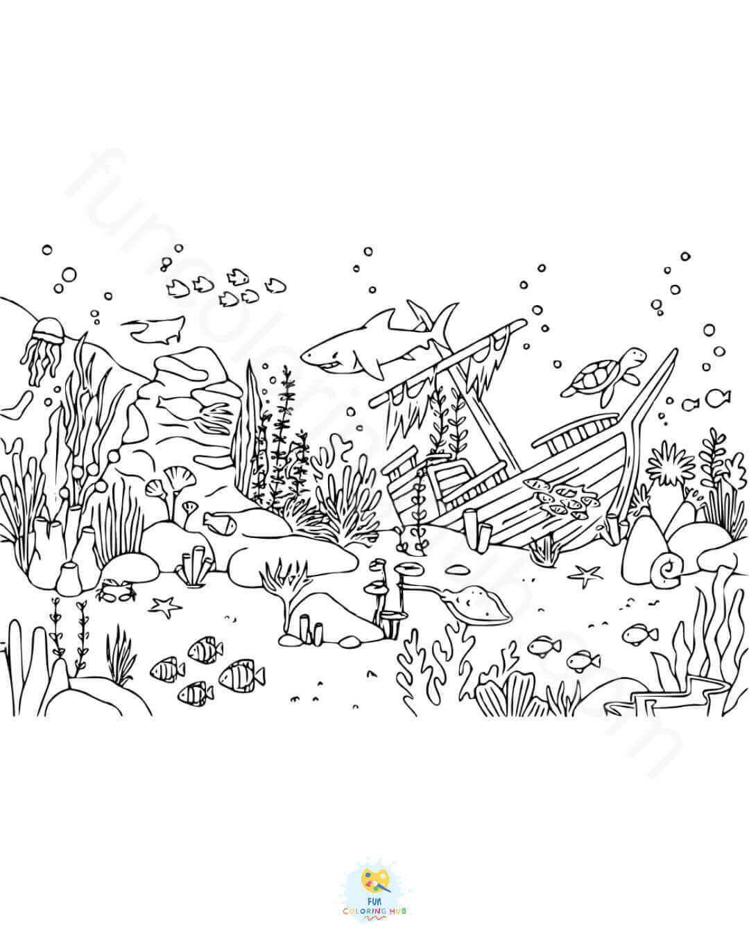 Under The Sea Coloring Pages - Fun Coloring Hub